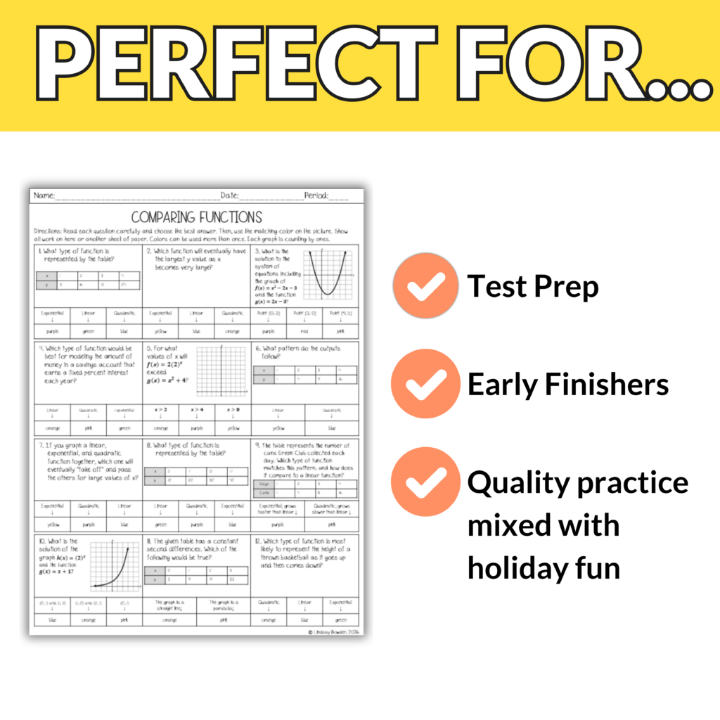 Algebra Comparing Functions Earth Day Coloring Activity - Lindsay Bowden