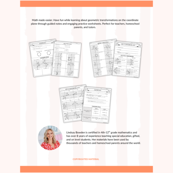 Geometry Transformations Workbook: Translations, Reflections, Rotations ...